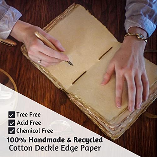LEATHER VILLAGE - Leather Journal – Vintage Leather Journal – Book of Shadows – Leather Bound Journal – Leather Sketchbook – Antique/Vintage Deckle Edge Handmade Paper of 200 GSM – 8 X 6 inches