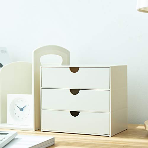 Lunmore 3-Drawer Vanity Organizer, Compact Storage Organization Drawers Set for Cosmetics, Dental Supplies, Bathroom, Dorm, Desk, Countertop, Office Mini Size