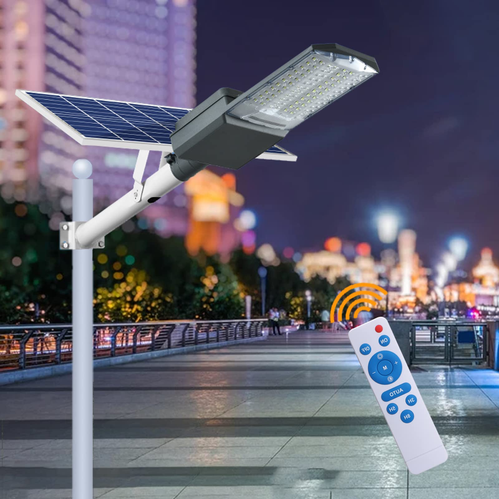 5000 Watt Solar Street Lights Outdoor, 400000LM 6500K High Powered Commercial Parking Lot Lights Dusk to Dawn, Waterproof Solar Security Flood Lights with Remote for Yard, Parking Lot, Driveway