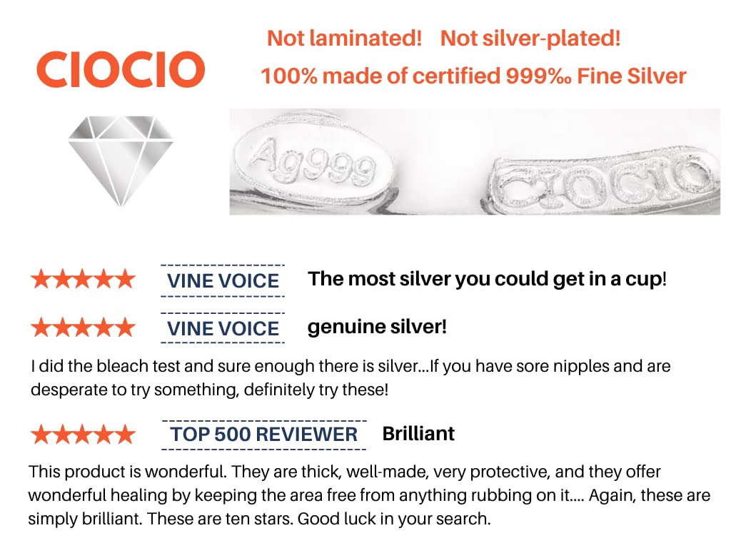 Silver Nipple Covers Breastfeeding - Silver Nursing Cups - Nipple Shields for Nursing Newborn - Breastfeeding Essentials - Soothe Cracked Nipples - The Original Silver Nursing Pads - 999‰ Fine Silver