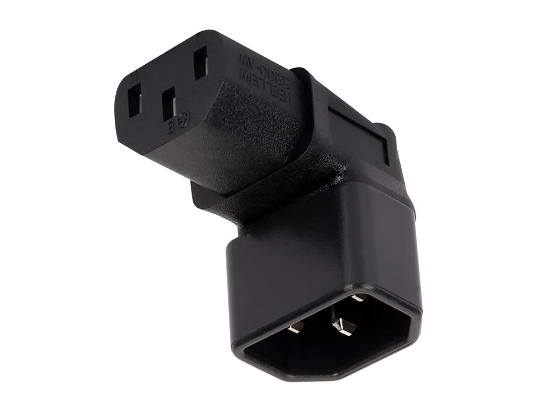 Vrllinking IEC C14 to C13 90 Degree Power Adapter for LCD Wall Mount TV/Computer Host/Monitor/Rice Cooker/Electric Kettle,10A PDU Plug, Up/Down Right Angled IEC Power Adapter (2 Pack/Black)