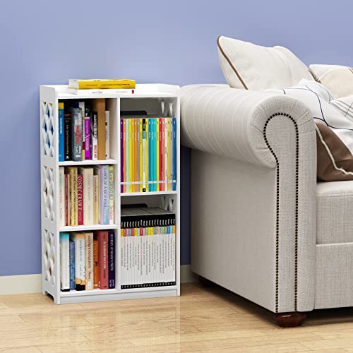 Rerii Bookcase, Small Bookshelf, Kids Book Case Open Shelf with 5 Cube Storage Organizer for Bedroom Living Room Office, White