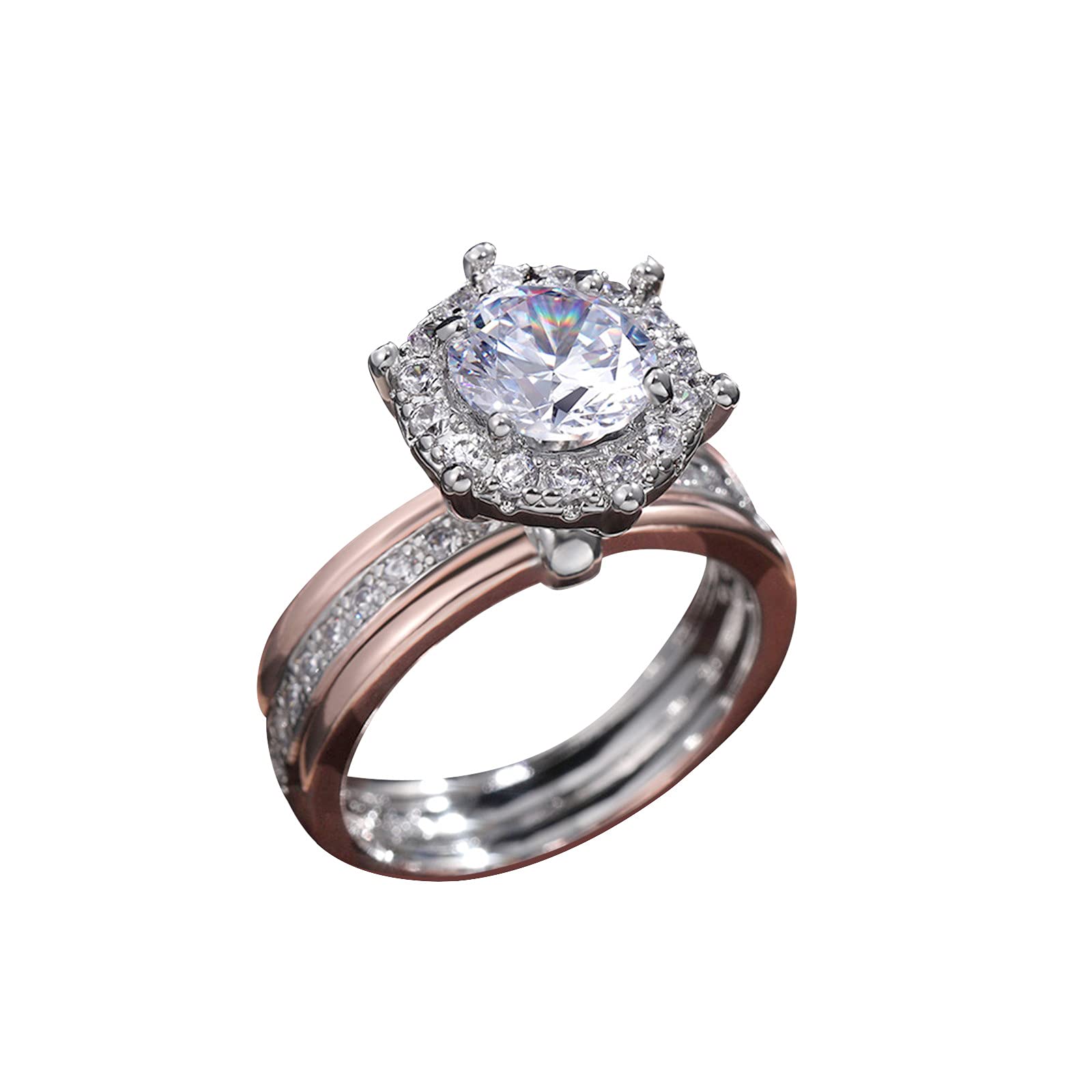 2022 New Gorgeous Ring Creative Two-tone Zircon Engagement Ring Gift for Women Gilrs