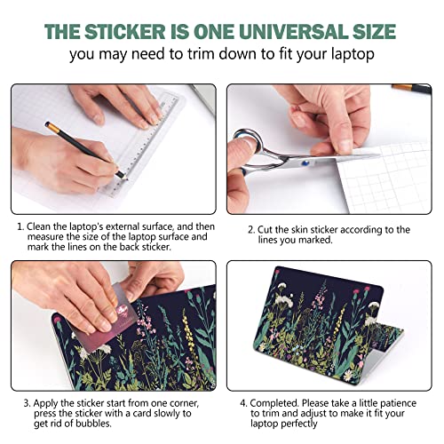 AIMSA Laptop Skin Sticker Decal, 12 13 13.3 14 15 15.4 15.6 inch Laptop Art Decal Protector Notebook Netbook PC 15.6" Universal Vinyl Cover, Flowers Plants