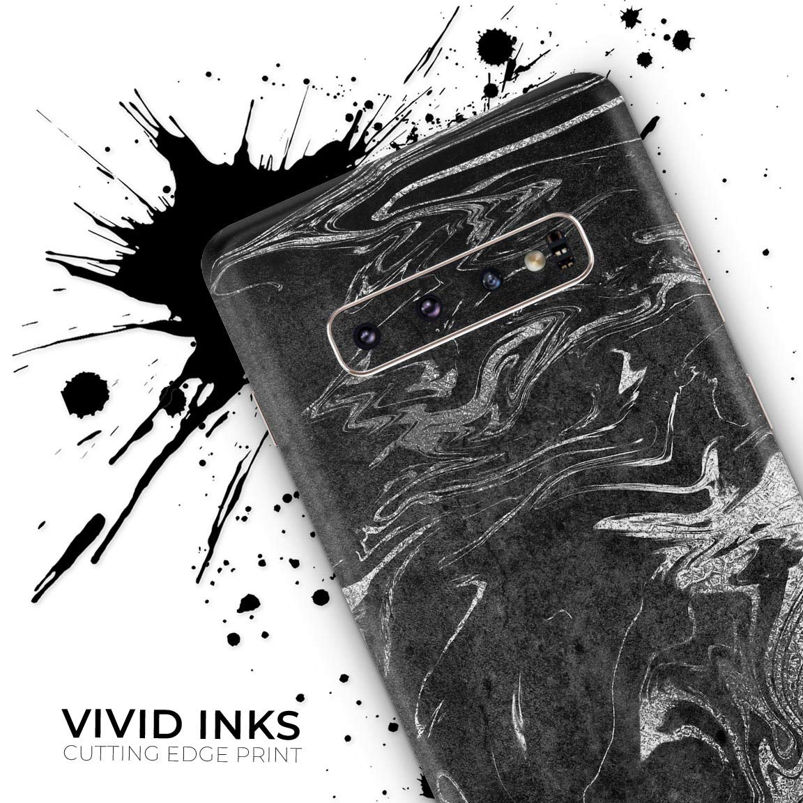 DesignSkinz Black & Silver Marble Swirl V8 Protective Vinyl Decal Wrap Skin Cover Compatible with The Samsung Galaxy S20 (Screen Trim & Back Glass Skin)