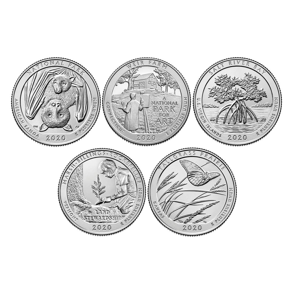 2020 P - 2021 P BU National Parks Quarters - 6 coin Set Philadelphia Mint Uncirculated