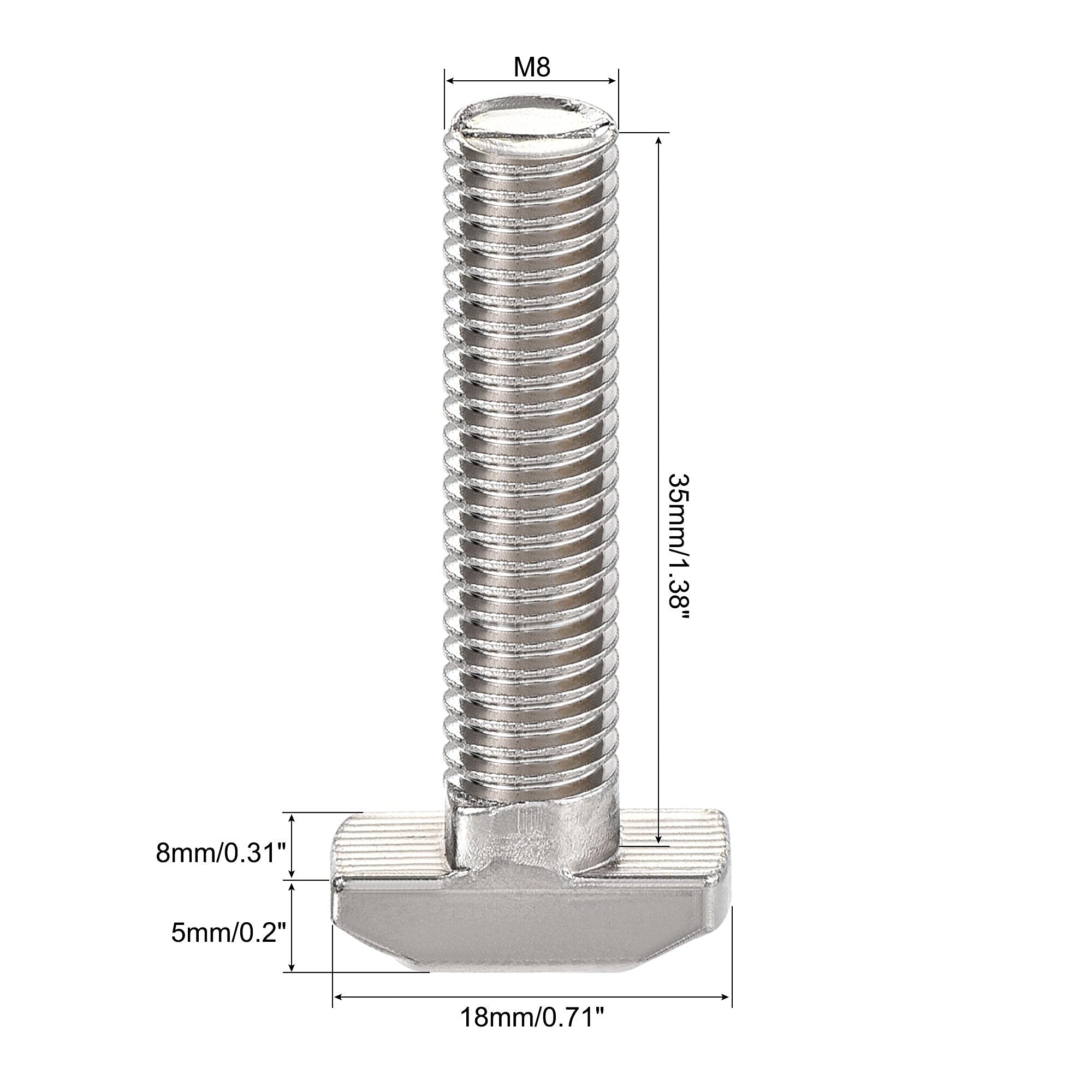 uxcell M8x35mm T-Slot Drop-in Stud Sliding Bolt Screw Carbon Steel for 40 Series Aluminum Profile 5pcs