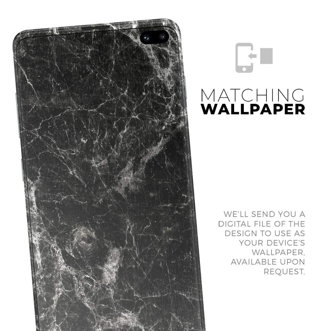 DesignSkinz Black Scratched Marble Protective Vinyl Decal Wrap Skin Cover Compatible with The Samsung Galaxy S20 (Screen Trim & Back Glass Skin)