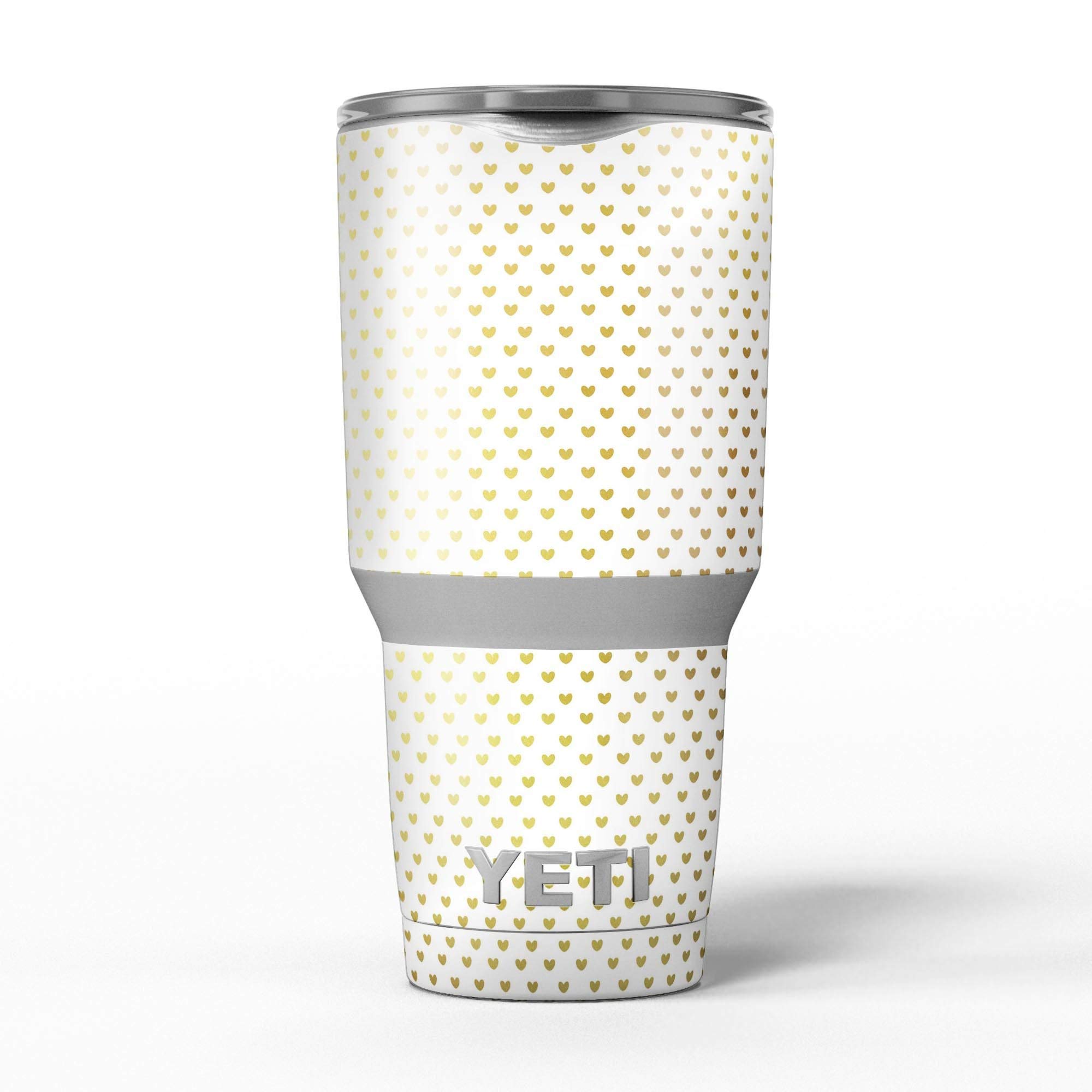 Design Skinz Tiny Golden Hearts Pattern - Skin Decal Vinyl Wrap Kit Compatible with The Yeti Rambler Cooler Tumbler Cups