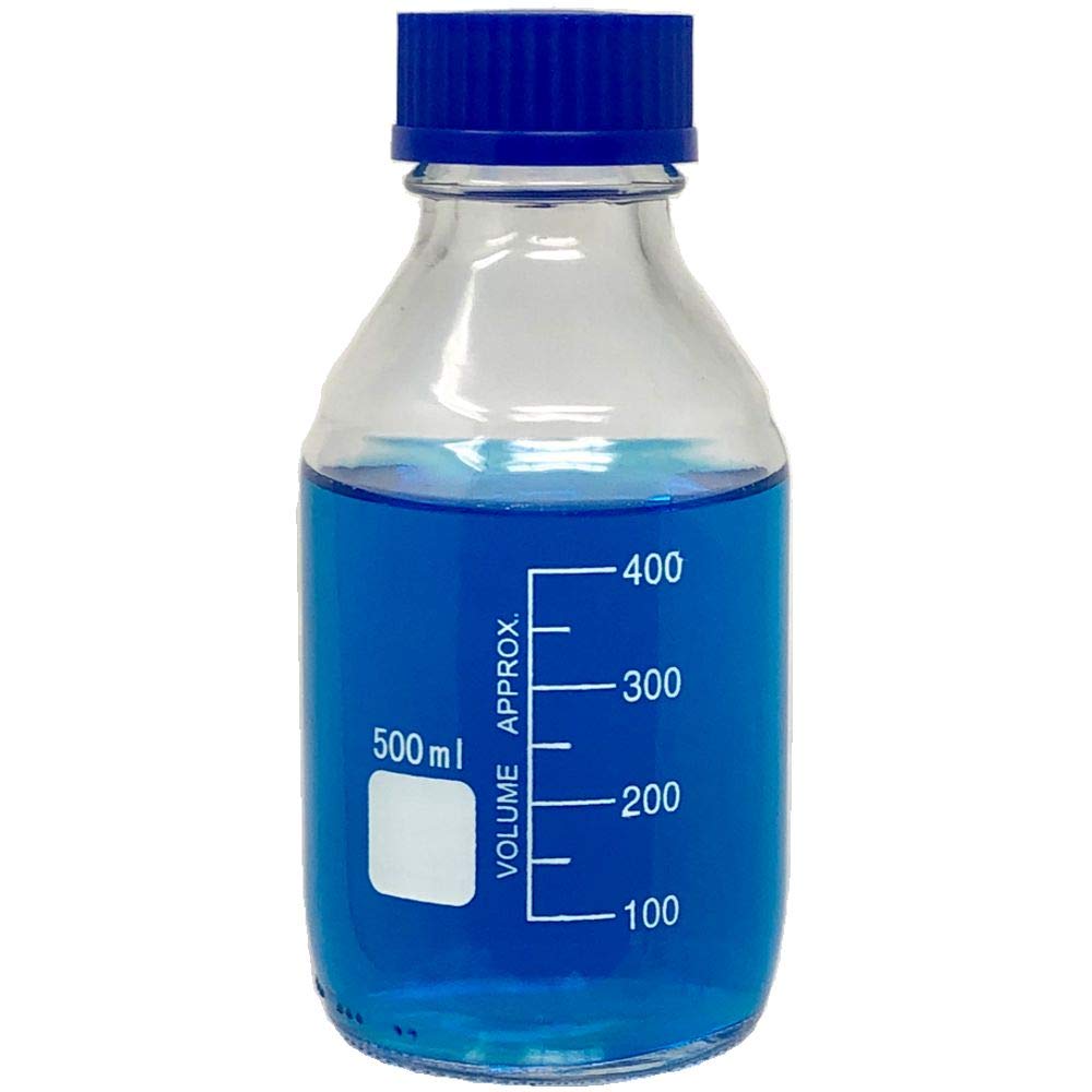 500ml Glass Round Media Storage Bottles with GL45 Screw Cap, Borosilicate Glass, Karter Scientific 251M8 (Pack of 2)