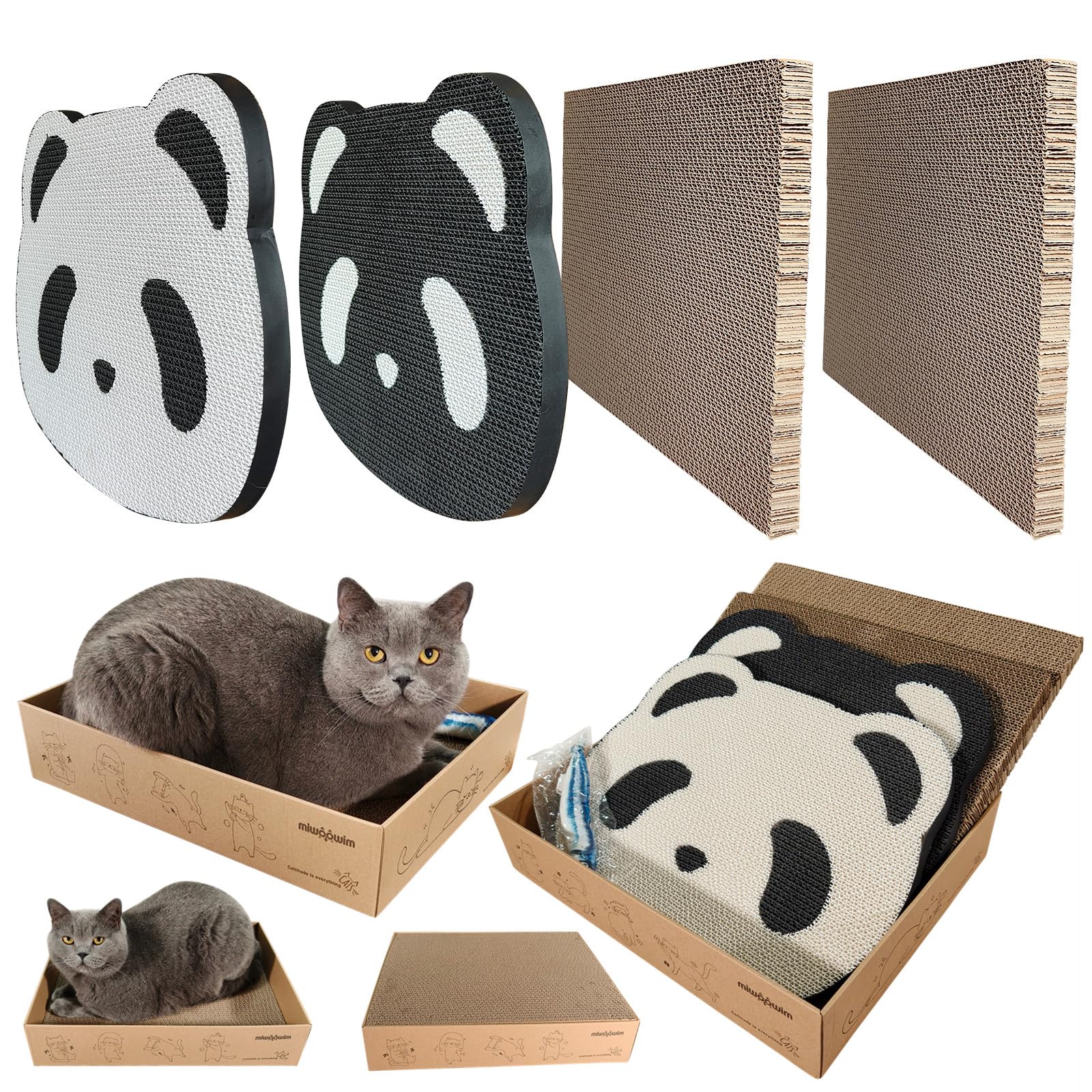 4 Packs in 1 Cat Scratcher Wall Mounted,2 PCS Cute Cat Scratch Pad with Box for Cats Nail File,Couch Protector Scratching Posts for Indoor Cats Adults Cat