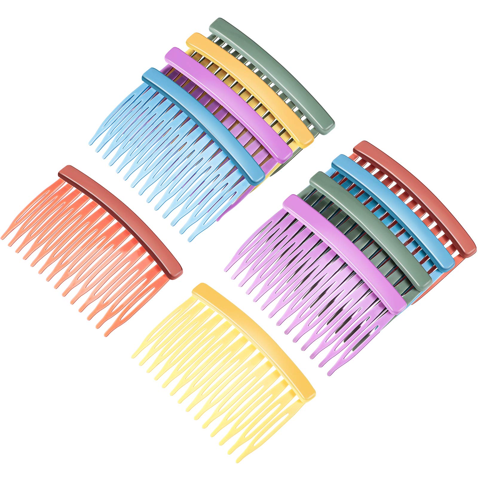 Chuangdi 10 Pcs Hair Combs for Women Accessories Colorful Hair Side Combs Decorative Solid Plastic Side Wide Teeth Combs, 14 Teeth