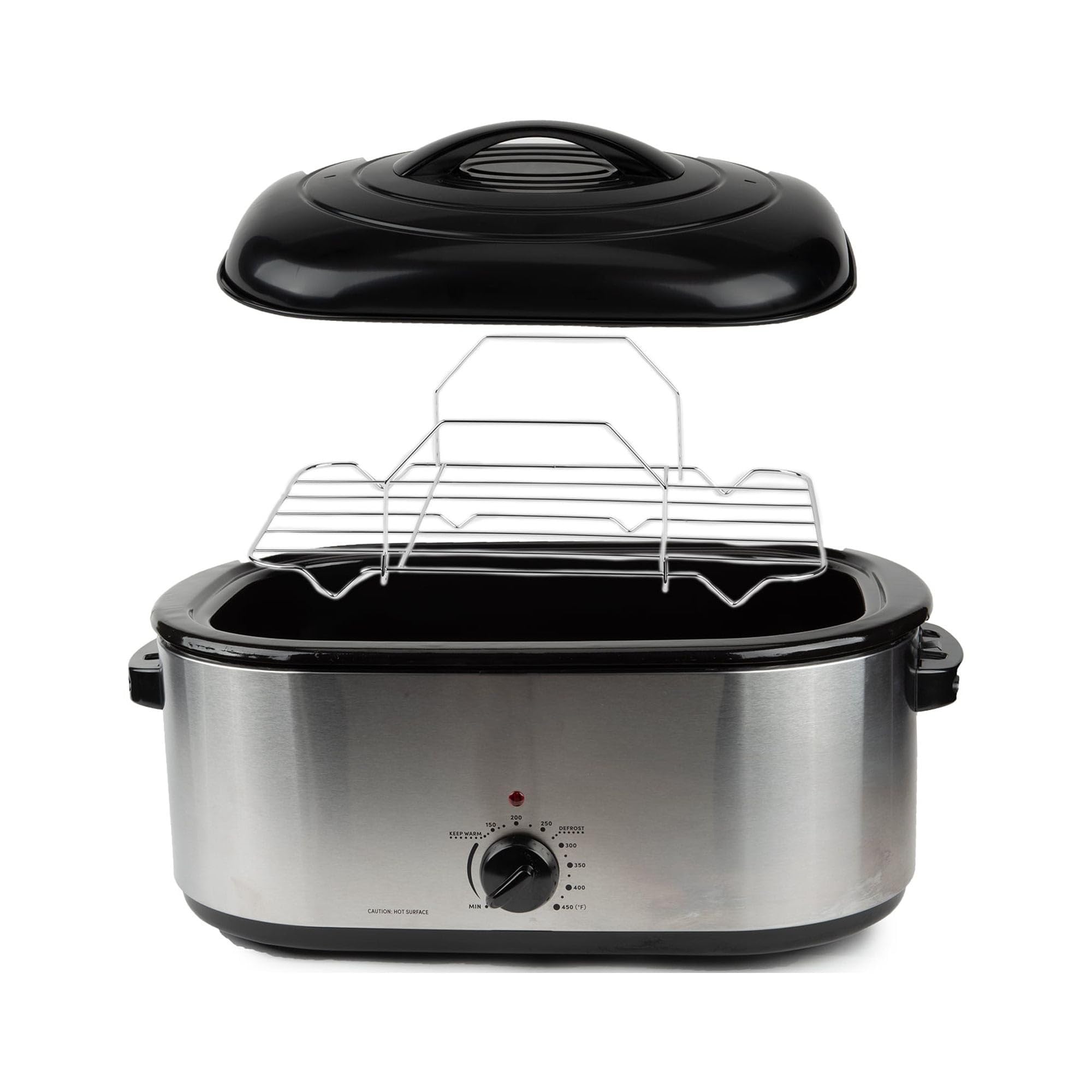 22 Quart Electric Roaster Oven Stainless Steel with Self-Basting Lid