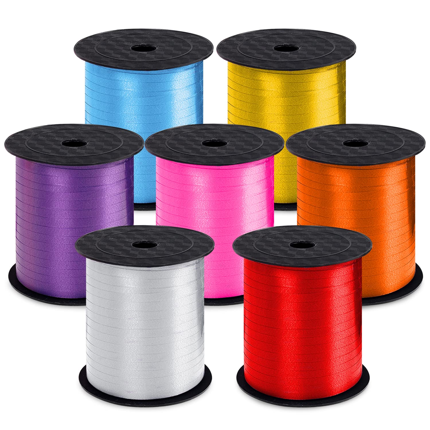 7 Pack Curling Ribbon,1750 Yards Crimped Curling Ribbon Balloon Ribbon Gift Wrap Ribbon Balloon String Shiny Wrapping Ribbon for Crafts, Mothers Day, Birthday, Wedding, Party Decoration (Colorful)