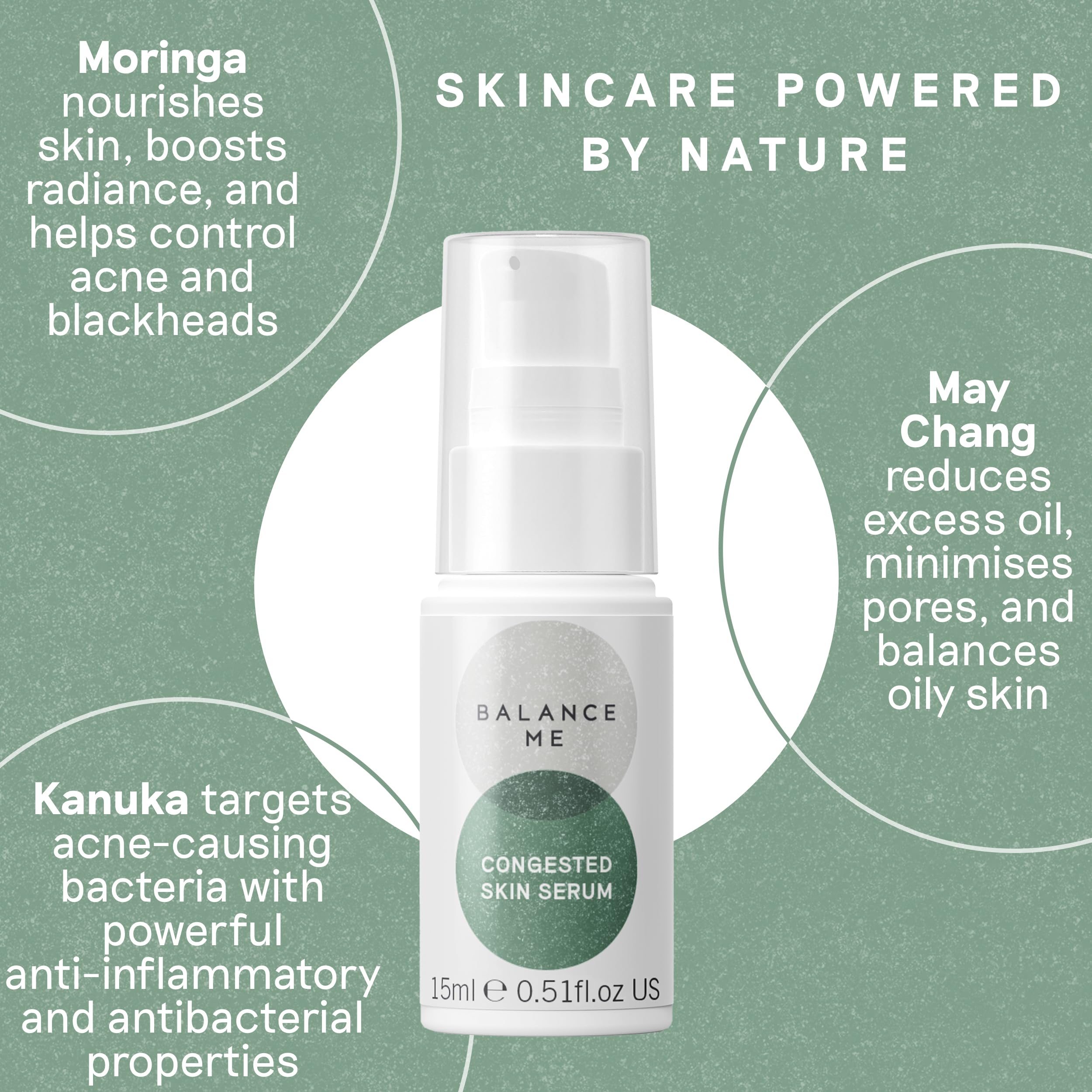 Balance Me Congested Skin Serum 0 5 fl oz Acne Spot Gel for All Skin Types Targets Blemishes Reduces Redness Calms Clears Vegan Natural