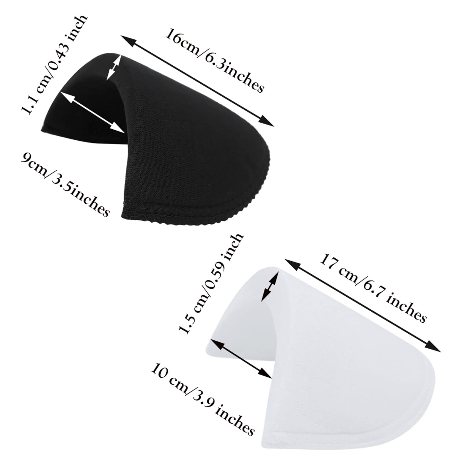 4 Pairs Covered Set-in Shoulder Pads Sewing Foam Pads Sponge Shoulder Pad Shoulder Enhancer for Women Men Blazer Suit Coat Jacket Clothes Sewing Accessories (2 Black + 2 White)