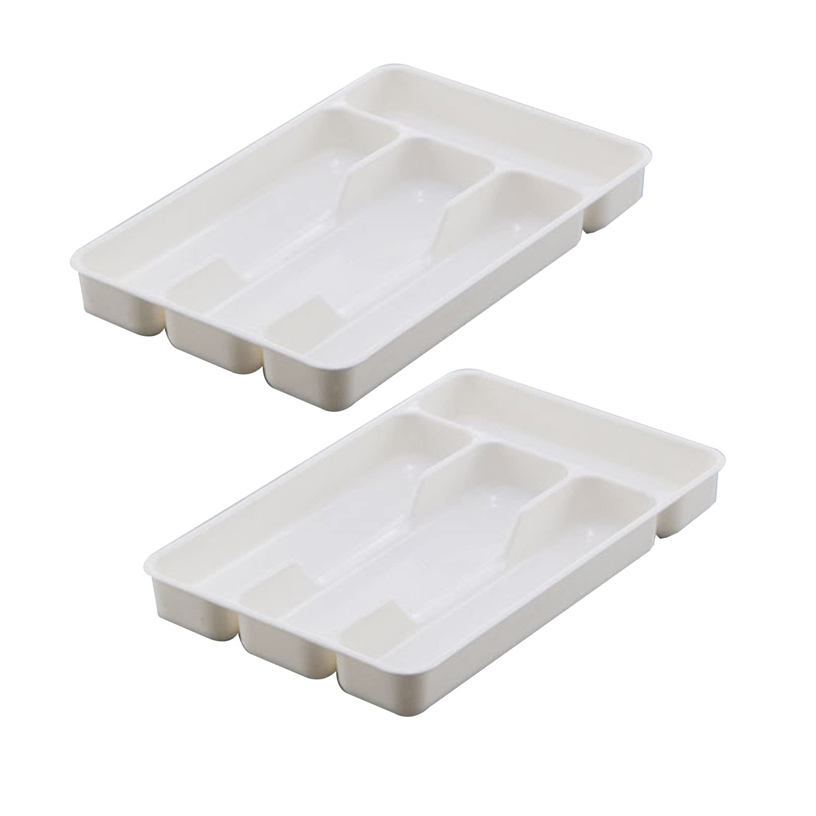2 Pcs Kitchen Drawer Organizers Spoon Fork Separation Storage Box Plastic Cutlery Tray Eco-Friendly PP Tray Cutlery Organizer Box Kitchen Drawer Compartment Box