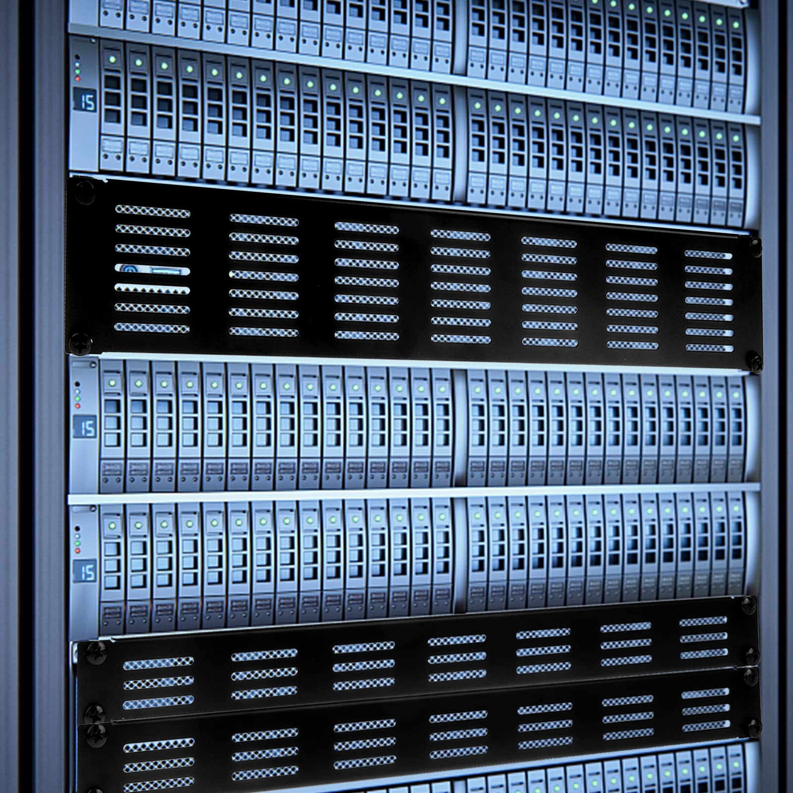 1U/2U/3U/4U Vented Blank Panel, Metal Rack Mount Filler Panel, Blank Panel Rack Mount Filler Panel for Server Rack Enclosure or Network Cabinet, with 16 Pairs Screw
