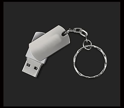 304 Stainless Steel USB 3.0 Flash Drive with Metal Lanyard/Key Chain,20Mb/S High Speed Data Transmission,32GB 64GB 128GB (64GB,Silver)