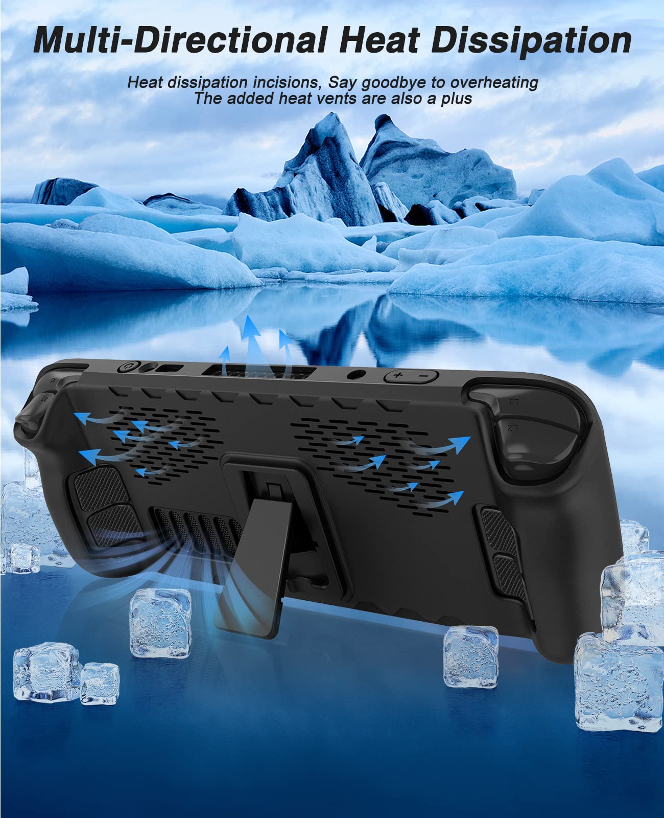 2022 Steam Deck Case, TPU Cover Protector with Stand Base, Shock-Absorption, Non-Slip and Anti-Scratch Kickstand Protective Case for Steamdeck