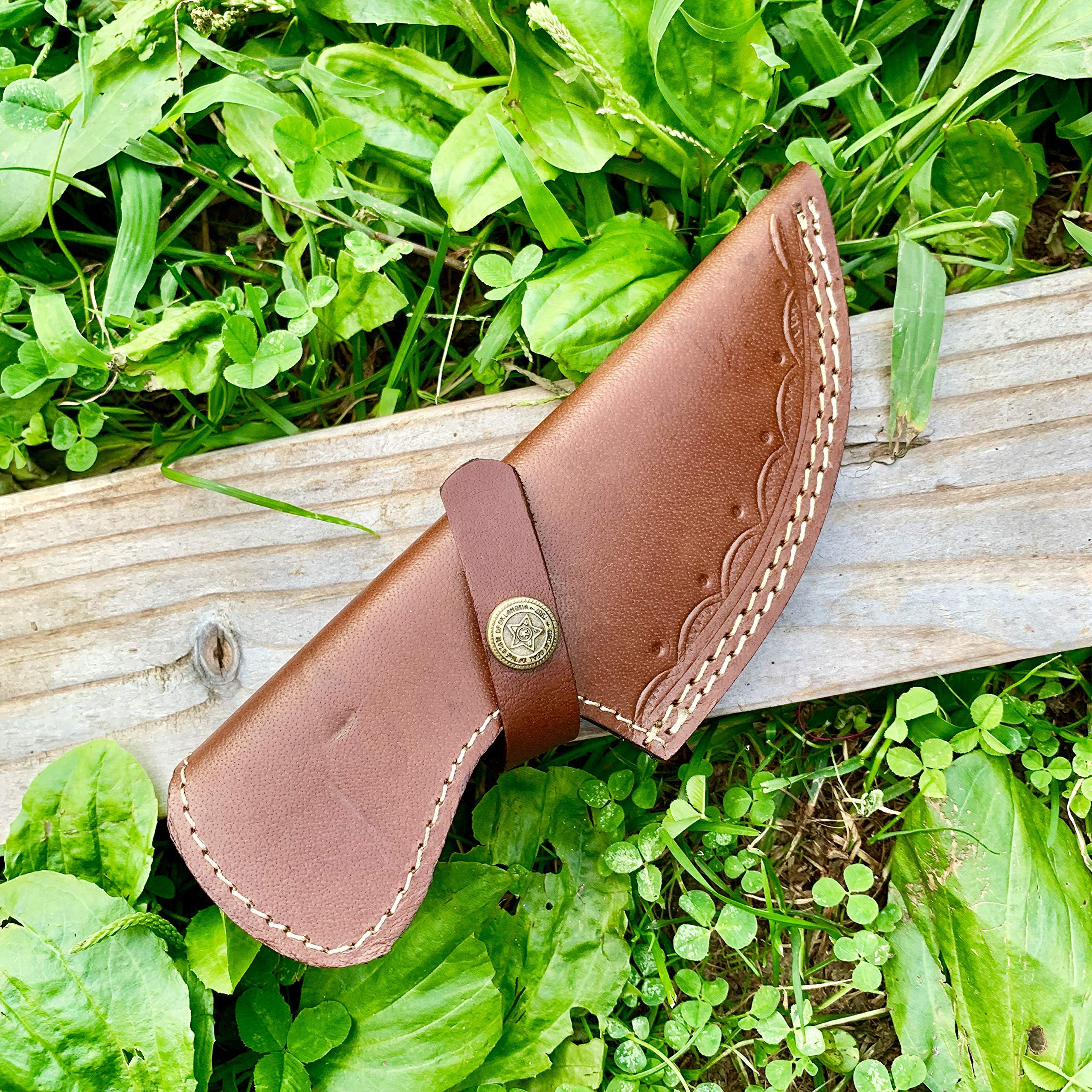 7" long custom handmade leather sheath fits up to 4" cutting blade knife