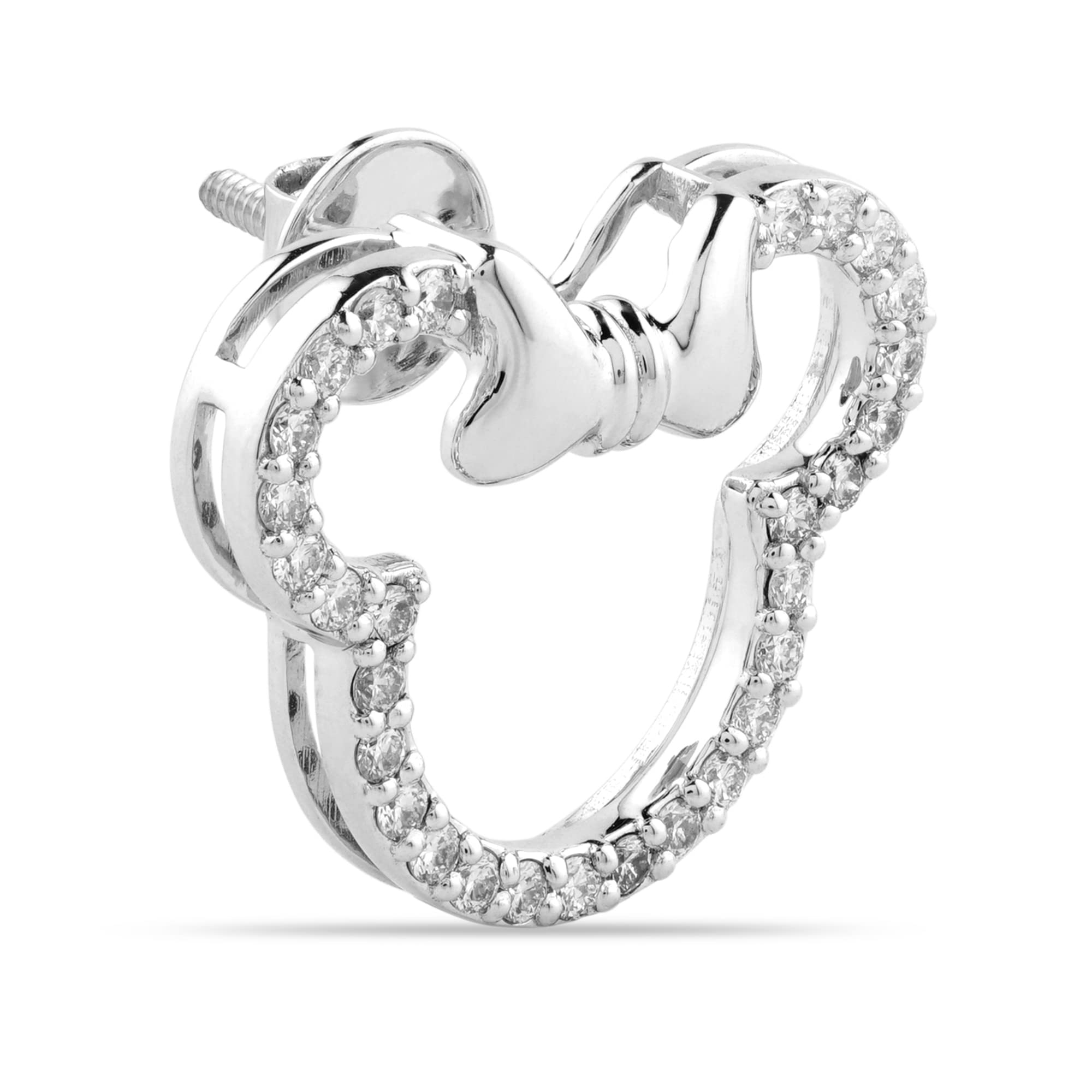 14k White Gold Lab Grown Diamond Disney Mickey Stud Earrings for Women (5/8cttw, Color E, Clarity VVS2-VS1)