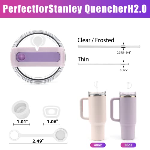4 Sets Silicone Spill Stopper for Stanley 40/30 oz Quencher H2.0 Tumbler with Handle including 4 Straw Cover Sets 4 Round Leak Stoppers 4 Square Spill Stoppers for Stanley Cup Accessories Dust-proof