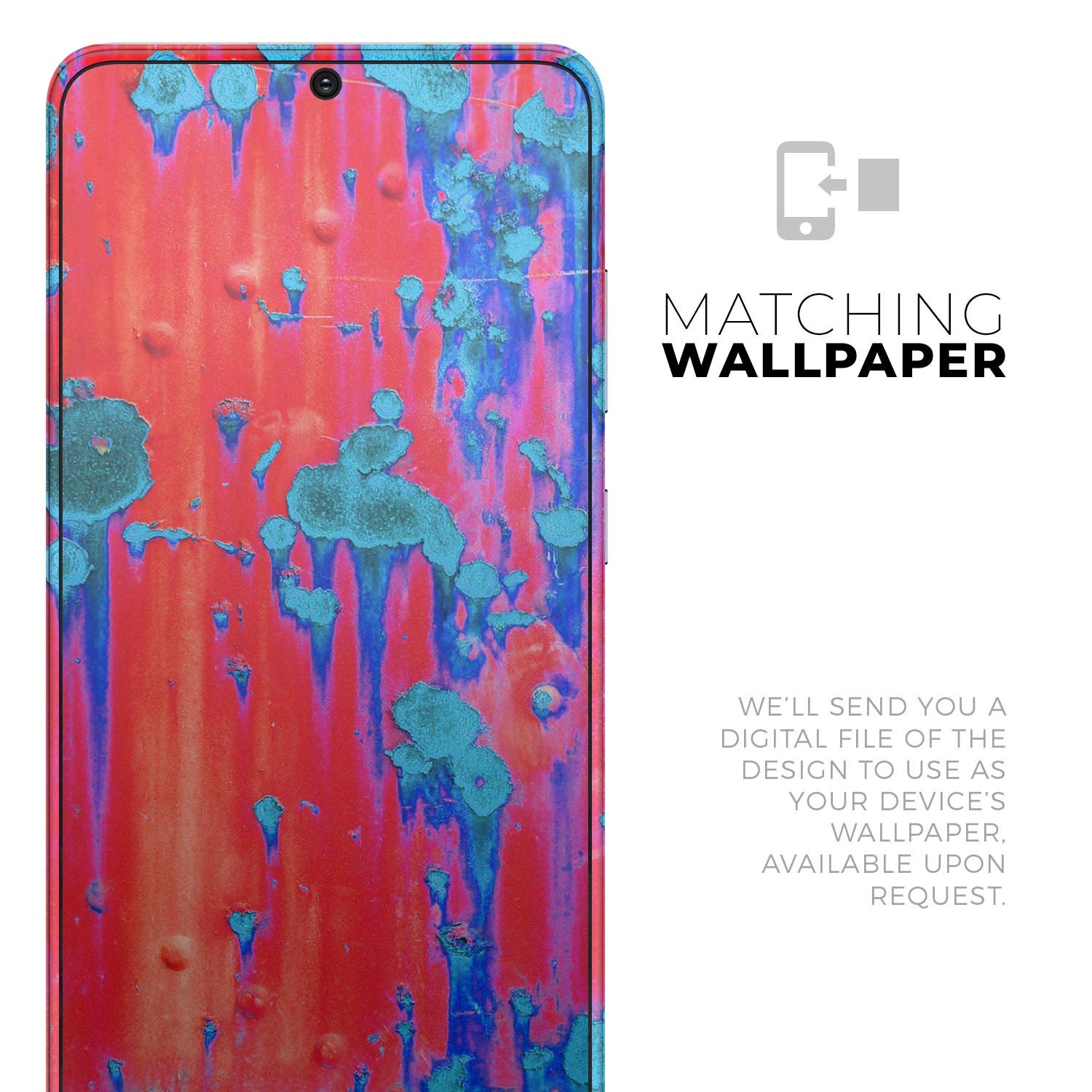 DesignSkinz Bright Red v2 Metal with Turquoise Rust Protective Vinyl Decal Wrap Skin Cover Compatible with The Samsung Galaxy S20 (Screen Trim & Back Glass Skin)