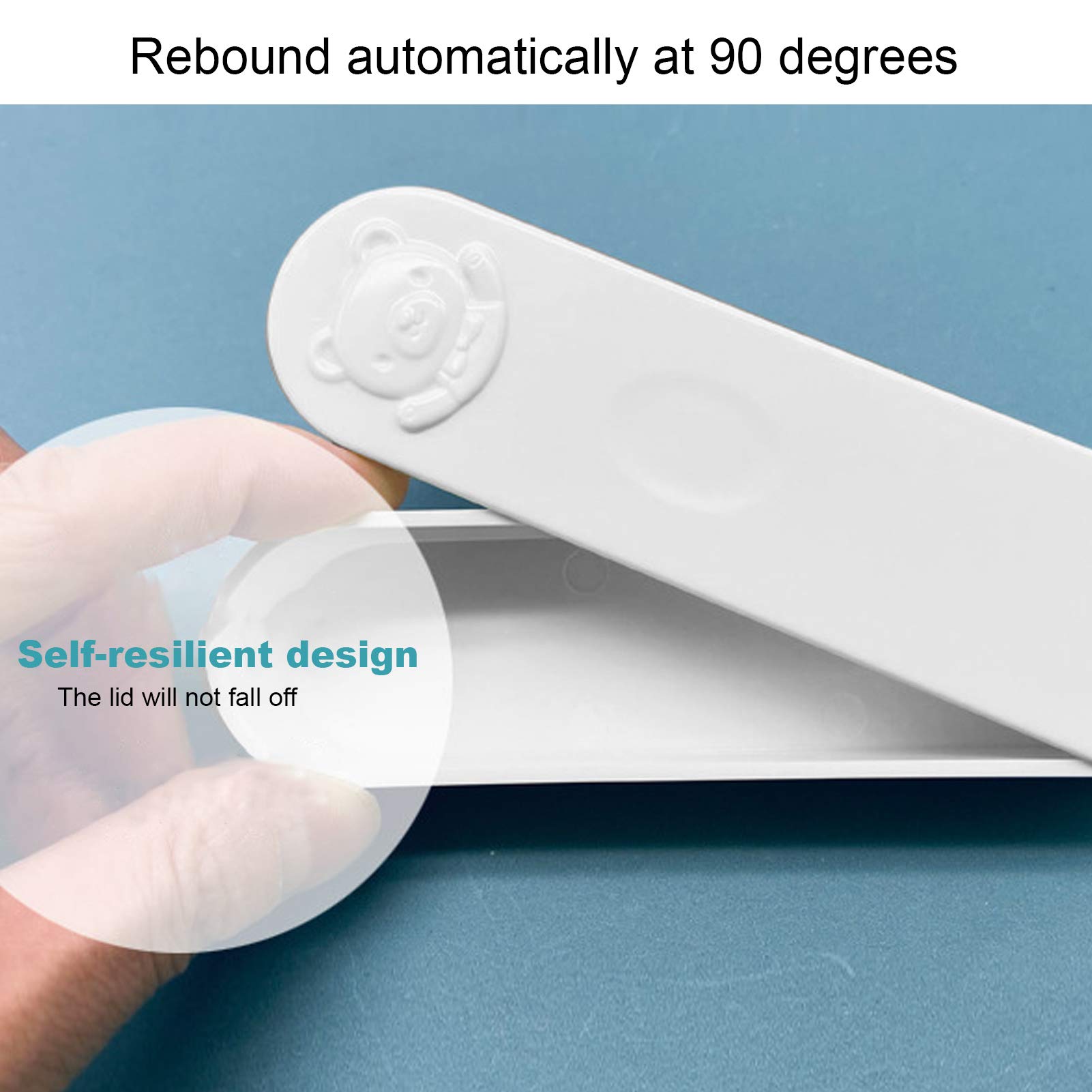 Zerodis Cotton Swab Box, Cartoon Bear Pattern Mini Travel Swab Case Unique Keepsake Trinket Box with Cover for Home Office(White)