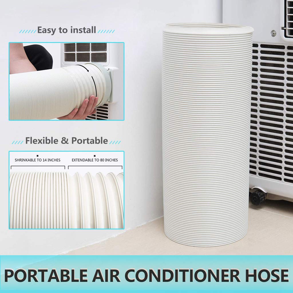 Air Conditioner Hose, Portable Exhaust Vent Hose with 5.9" Diameter, Counterclockwise AC Hose Length up to 80"