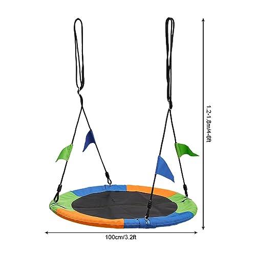 661lb Saucer Tree Swing 3.2ft for Kids Adults 900D Oxford Waterproof with Tree Hanging Straps, Steel Frame and Adjustable Ropes