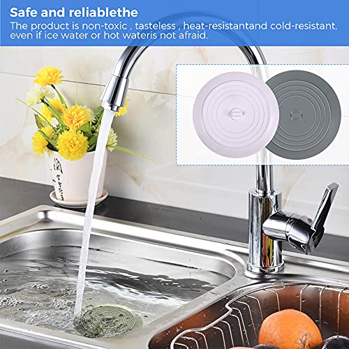4 Pcs Kitchen Sink Strainer Stopper Kit, 4.5 Inch Stainless Steel Sink Drain Strainer, Thicken Drain Filter Strainer with Large Wide Rim, 6 inch Silicone Tub Stopper, Universal Rubber Drain Stopper