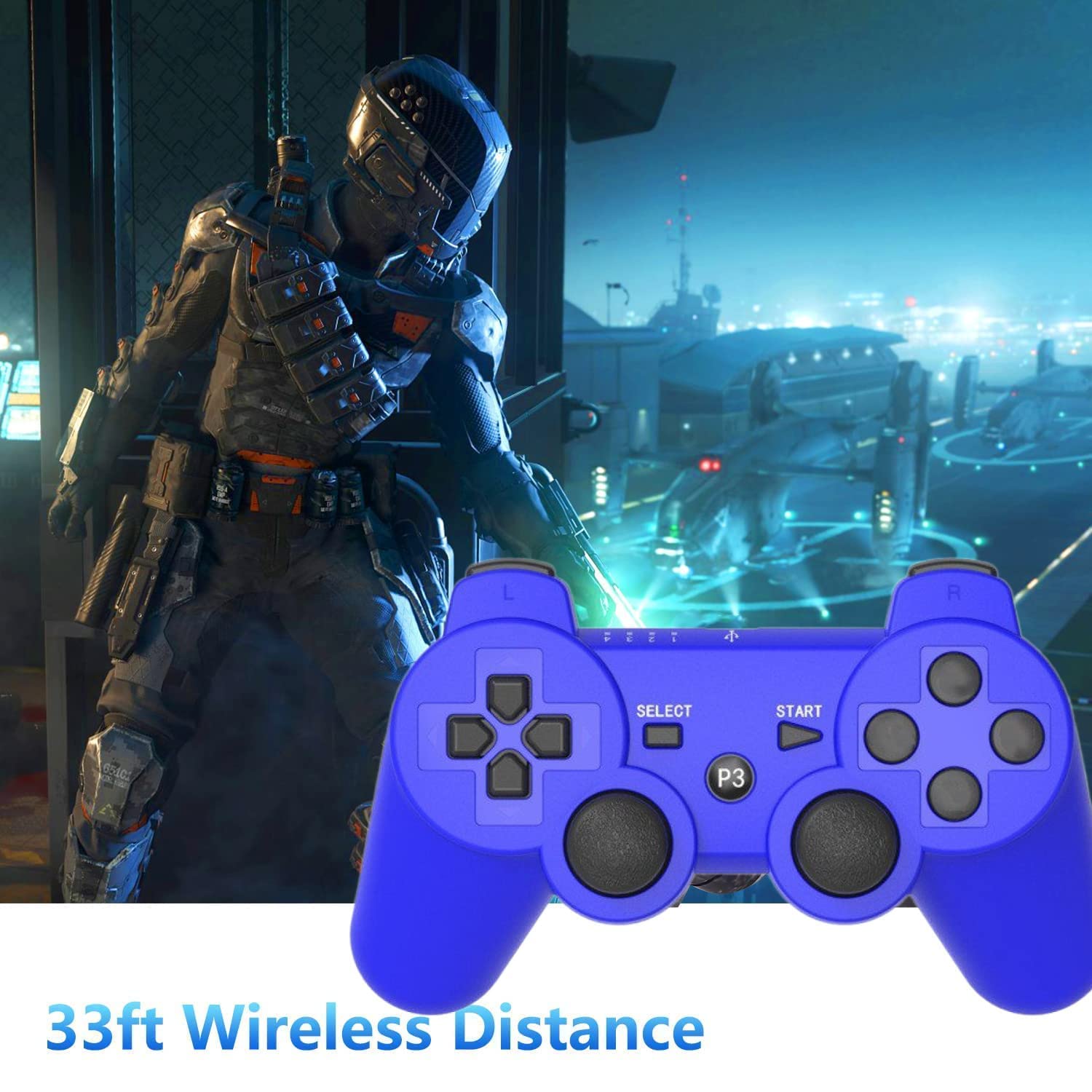 2 Pack PS3 Wireless Controller Playstation 3 Controller Wireless Bluetooth Gamepad with USB Charger Cable for PS3 Console (Red+White)