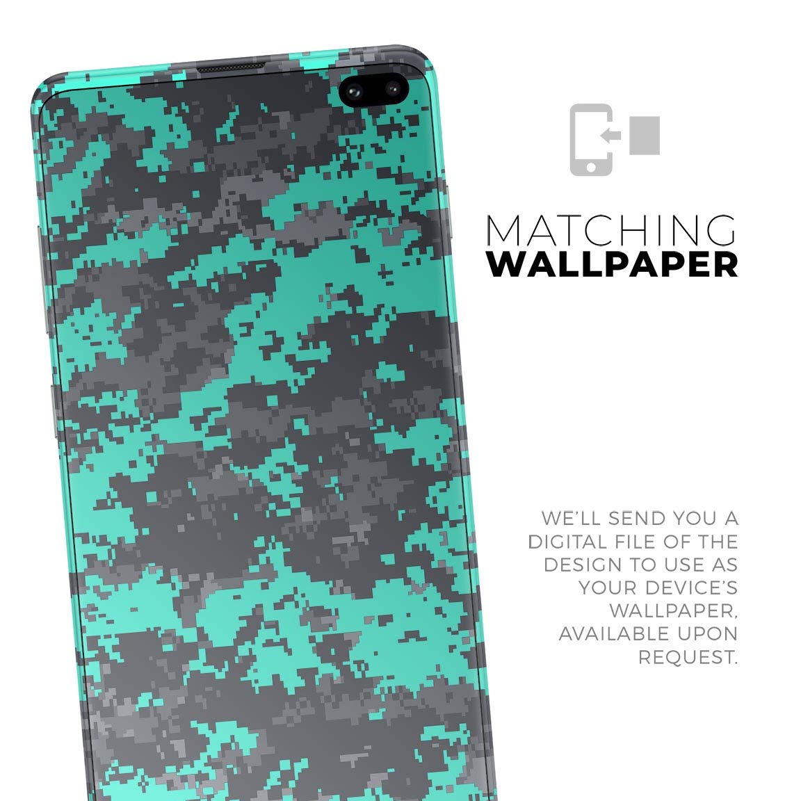 DesignSkinz Bright Teal and Gray Digital Camouflage Protective Vinyl Decal Wrap Skin Cover Compatible with The Samsung Galaxy S20 (Screen Trim & Back Glass Skin)