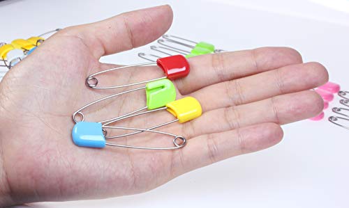 AnMiao Star 2 Inch Long 50 Pcs Plastic Head Safety Pin Safety Locking Baby Cloth Diaper Nappy Pins (8 Colors)
