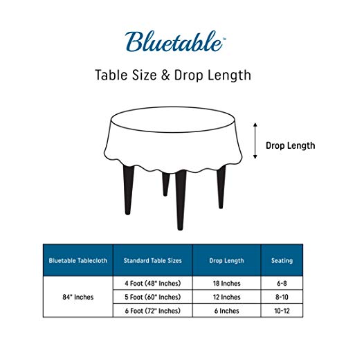 White Plastic Tablecloth Round Disposable Table Cloth (84” Inches) 4, 5, or 6 Foot Round Tables, Premium (Manteles para Fiestas) White Party Tablecloths [6 Pack]