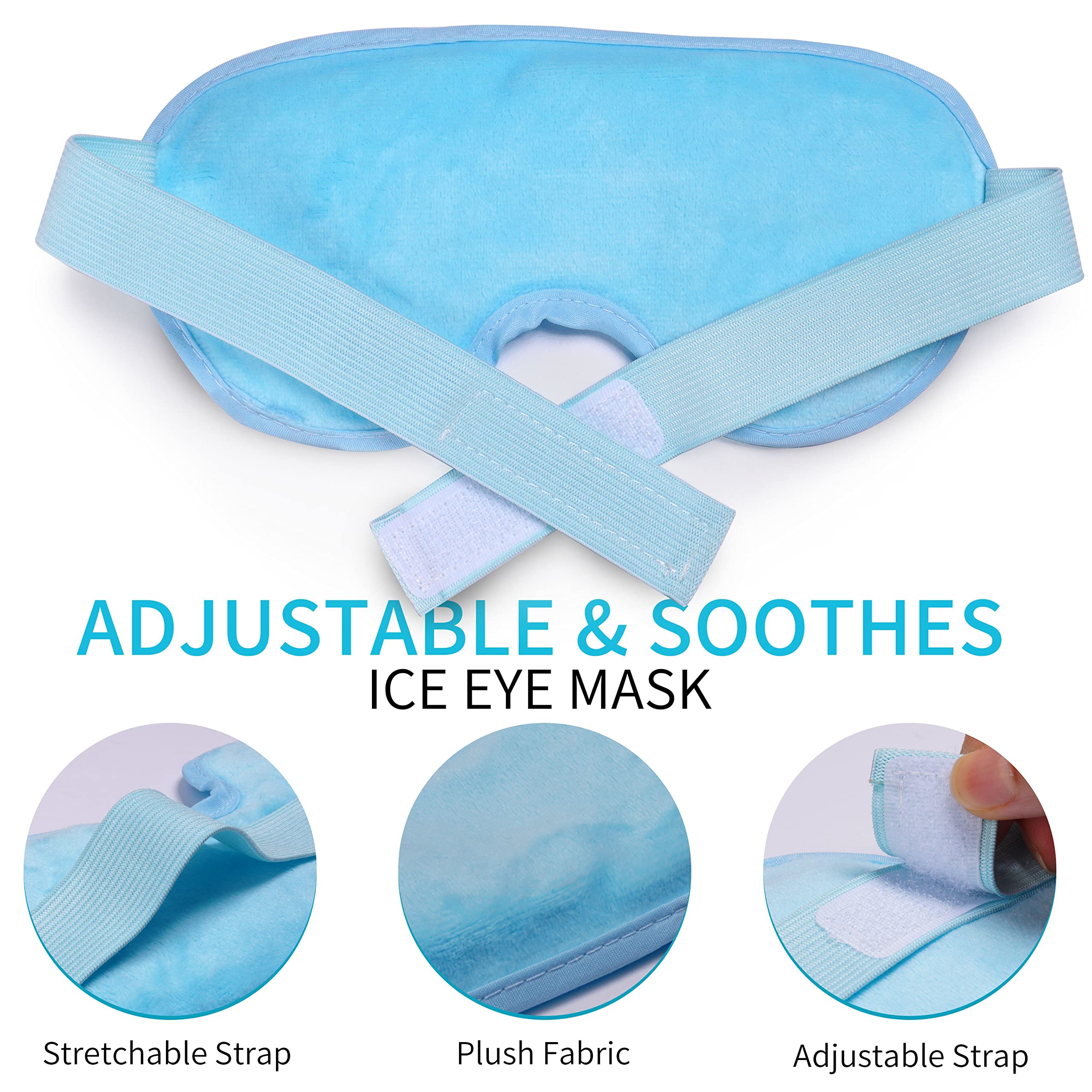 Cooling Eye Mask with Gel Bead, Reusable Cold Compress Ice Pack Sleeping Eye Cooling Pads for After Eyelid Surgery, Puffiness, Puffy Eyes, Headache, Migraine Relief(Blue)
