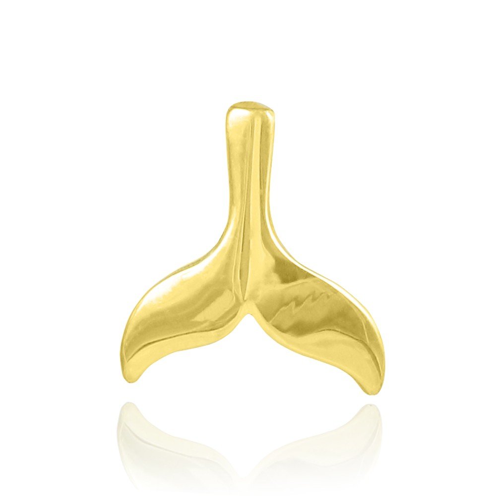 14k Yellow Gold Whale Tail Charm