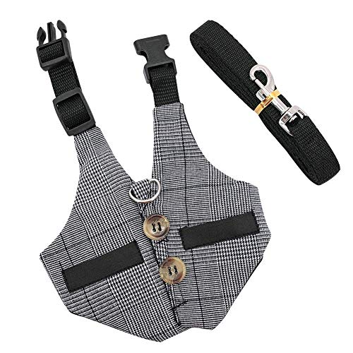 Cute Rabbit Harness and Leash for Walking,No Pull Adjustable Formal Suit Style Plaid Stripe Harness for Rabbit Kitten Chinchilla, Squirrel, Marten & Mink Small Animal(2 Pcs) (M)