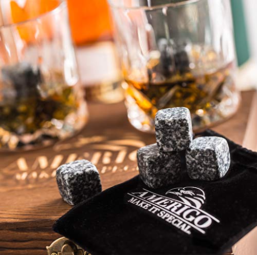 πππ¦π§ ππππ§: Impressive Whiskey Stones Gift Set with 2 Glasses - Be Different When Choosing a Gift - Luxury Box with 8 Granite Whiskey Rocks, Ice Tongs - Ice Cubes Reusable - Best Man Gift