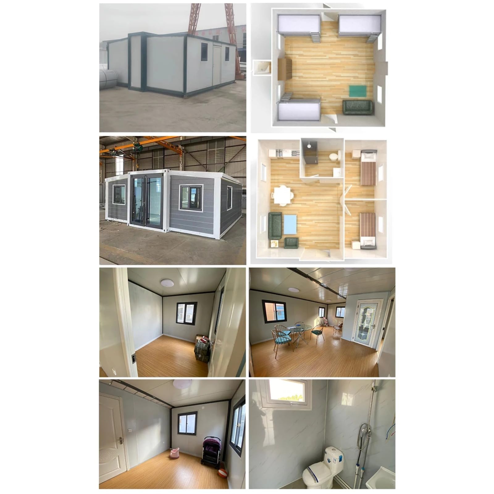 20 Ft Portable prefabricated Tiny Home 40 Ft Houses to Live in Double Wings Folding Design for Home or Office Use,Customizable 1 2 3 4 Rooms