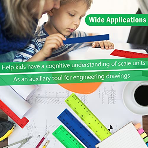 20 Pack Color Ruler 12 Inch, Winspeed Ruler with Inches and Centimeters Foldable Flexible Ruler Plastic Rulers for School(Green, Red, Yellow, Blue)