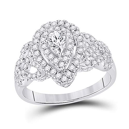 14kt White Gold Pear Diamond Solitaire Bridal Wedding Engagement Ring 1 Cttw