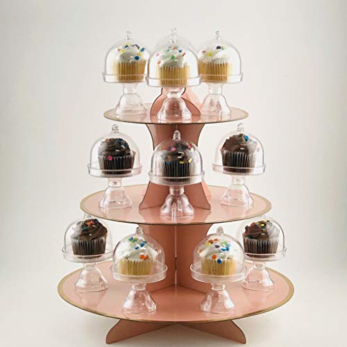 48 Pieces 4β H x 2.75β W Cake Plate Stand with Dome Cover, Clear,