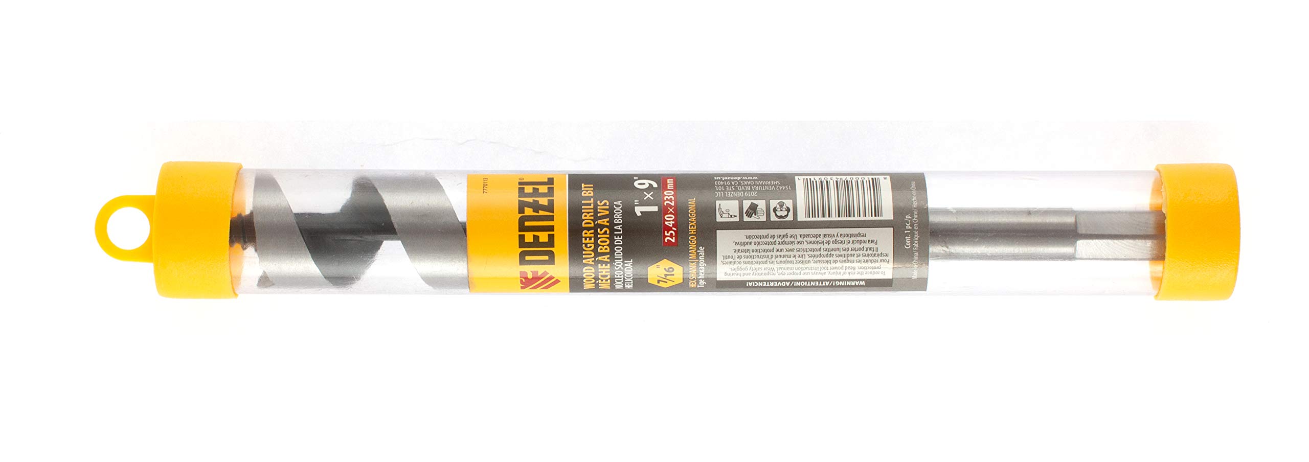 DENZEL 1 inch х 9 inch Sip Auger Drill Bit for Soft and Hard Wood, Plastic, Drywall and Composite Materials, Hex Shank (7770113)