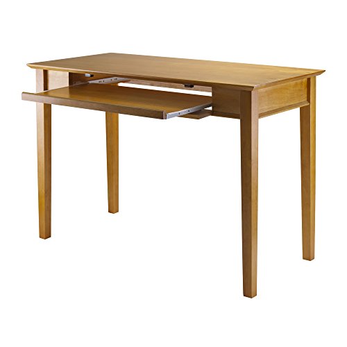 Winsome Wood Studio Home Office, Honey & Wood Corner Desk with Shelf, Honey
