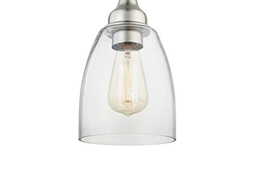 WISBEAM Pendant Lighting Fixture, Hanging Ceiling Lights with E26 Medium Base Max. 60 Watts, ETL Rated, Bulbs not Included, Nickel, 2-Pack