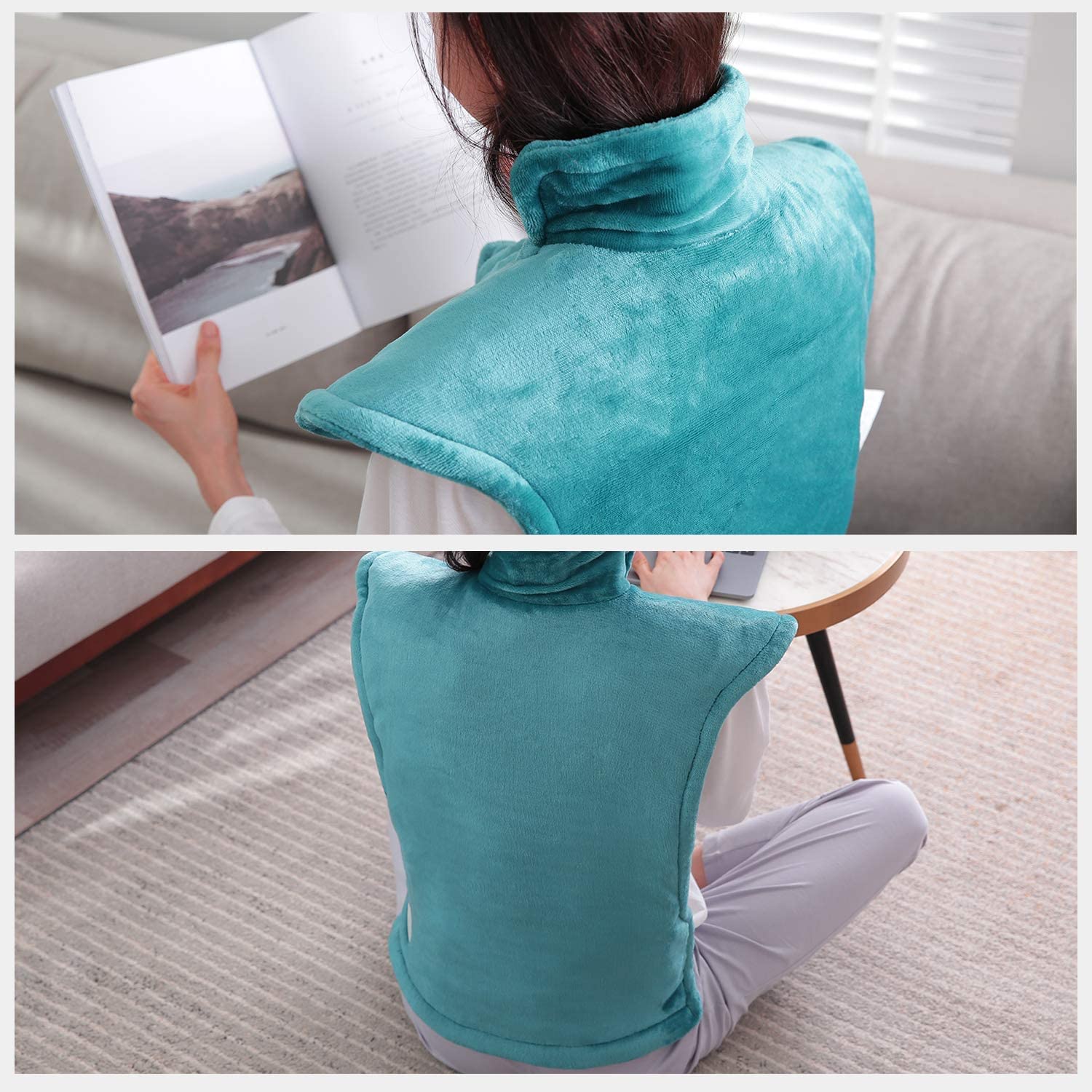 Large Heating Pad for Back and Shoulder, 24inx33in Heat Wrap with Fast-Heating and 4 Heat Settings, Auto Shut Off Available - Green