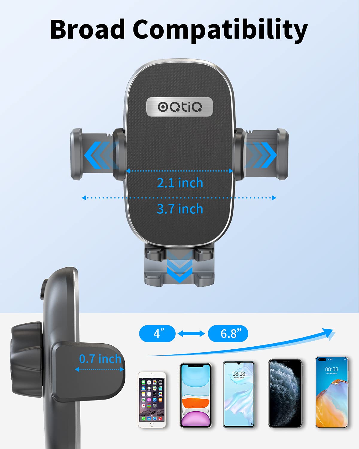 OQTIQ Suction Cup Phone Holder for Windshield/Dashboard, Phone Mount for Truck Car, 13-Inch Gooseneck Long Arm Sturdy Phone Mount with One Hand Operation, Compatible with All Phones