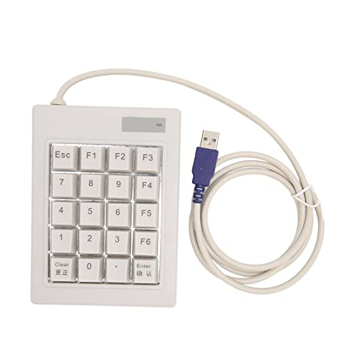 20 Keys Numeric Keypad, One Hand Mechanical Numpad, Silent Mini Portable USB Wired Gaming Keyboard for Laptop PC Desktop Notebook, for Office Accounting Finance Banking Securities